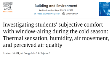 The IAQ4EDU project proposes a novel model for determining comfortable ...